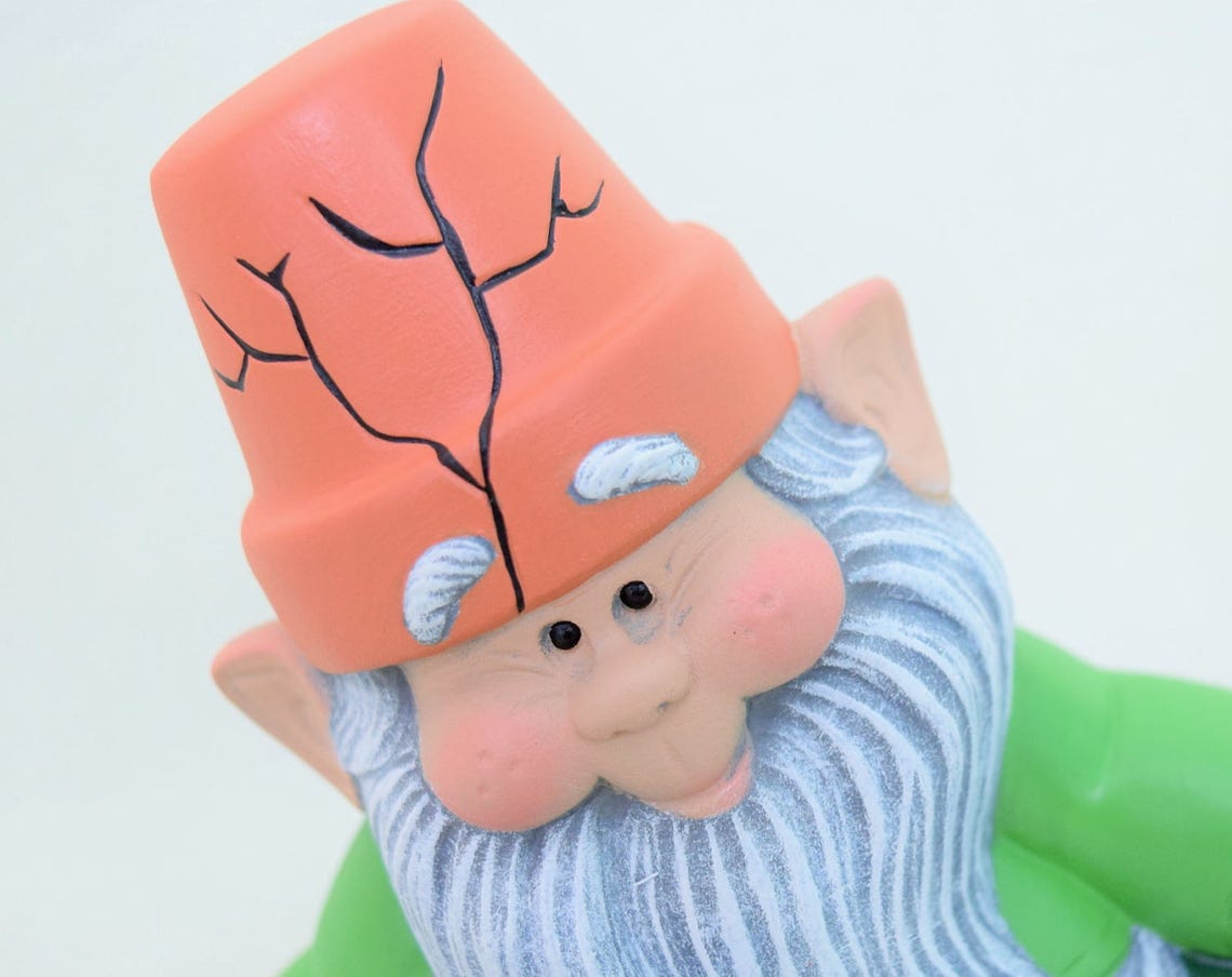 Garden Gnome - Garden Gnome - Yard Art - Gnome With a Flower Pot Hat ...