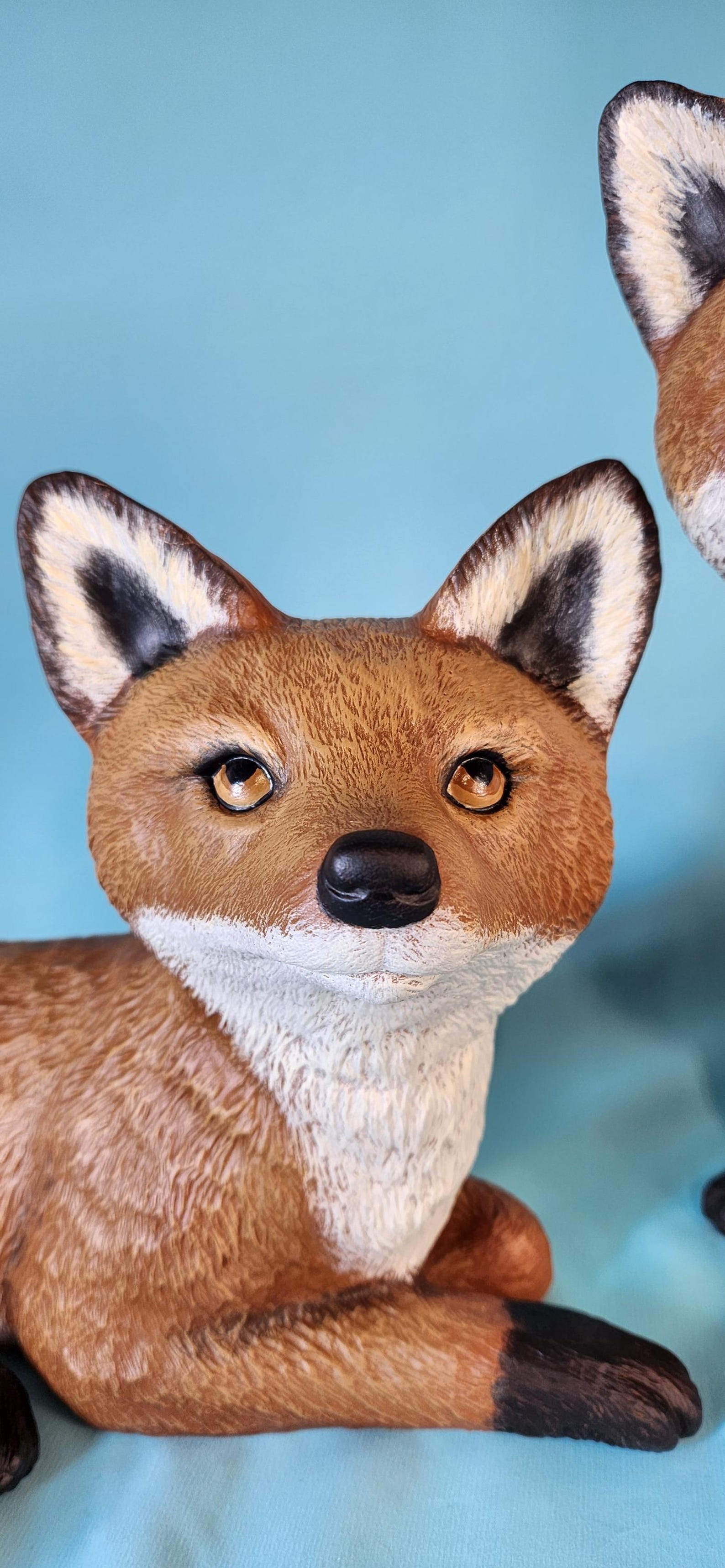 Realistic Red Fox Pair Sculpture: Handmade Woodland Animal Figurines ...