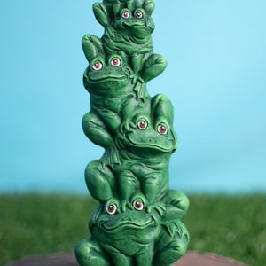 Frog Statue Stack | Frog Family Statue | Garden Frog Art | Handmade ...