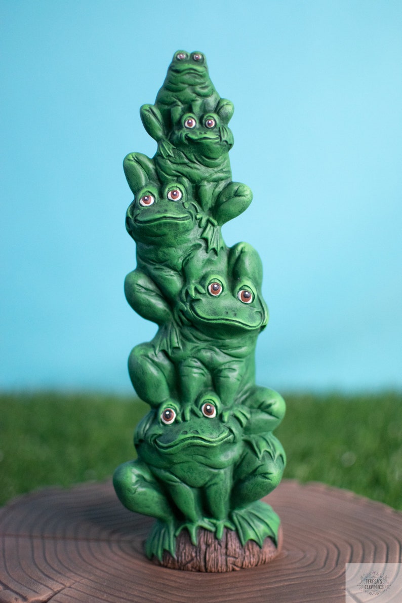 Frog Statue Stack Frog Family Statue Garden Frog Art - Etsy