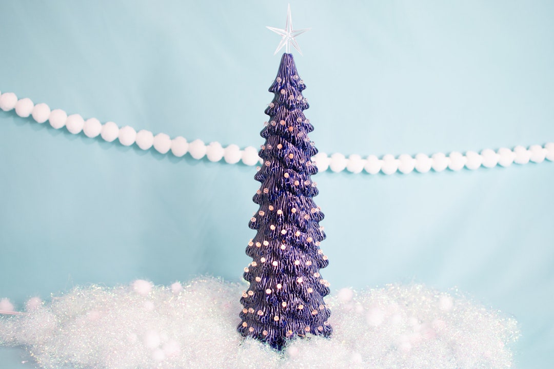 Large Ceramic Tree Gemstone Blue Christmas Tree Sapphire Blue Pine - Etsy