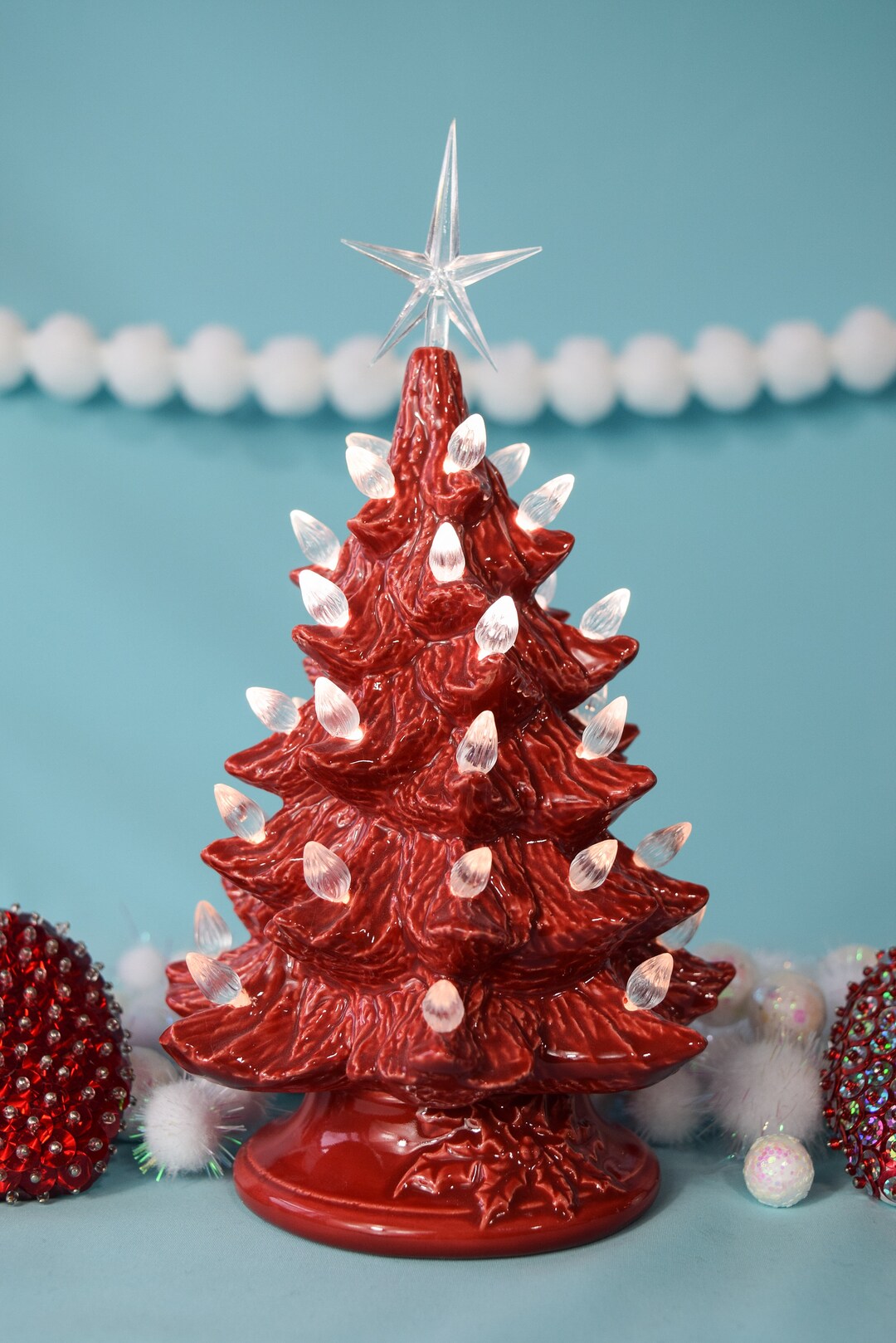 Red Ceramic Valentines Tree - 8 Inches Tall - Etsy