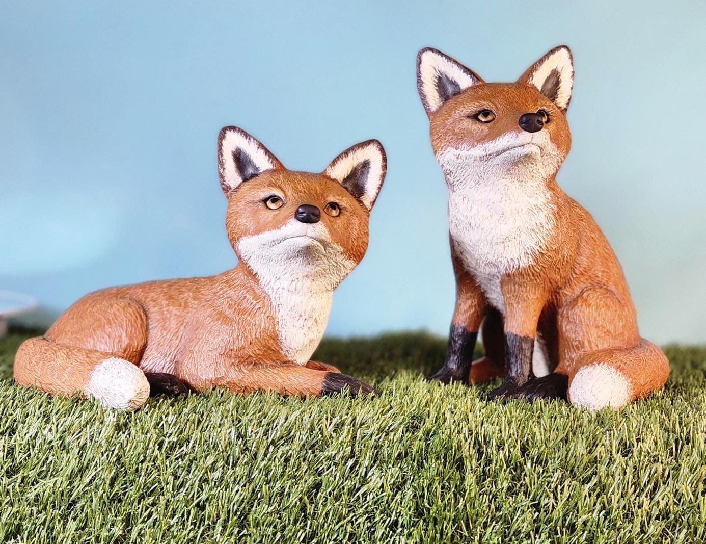 Realistic Red Fox Pair Sculpture: Handmade Woodland Animal Figurines ...