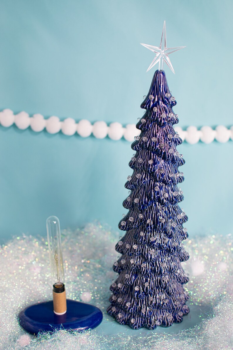 Large Ceramic Tree Gemstone Blue Christmas Tree Sapphire - Etsy