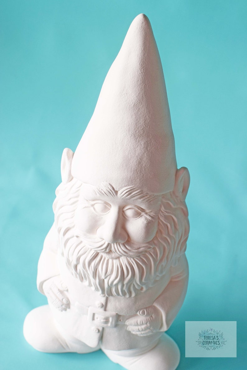 Large Bisque Gnome - DIY Paint Project - Garden Art Ceramics - Etsy