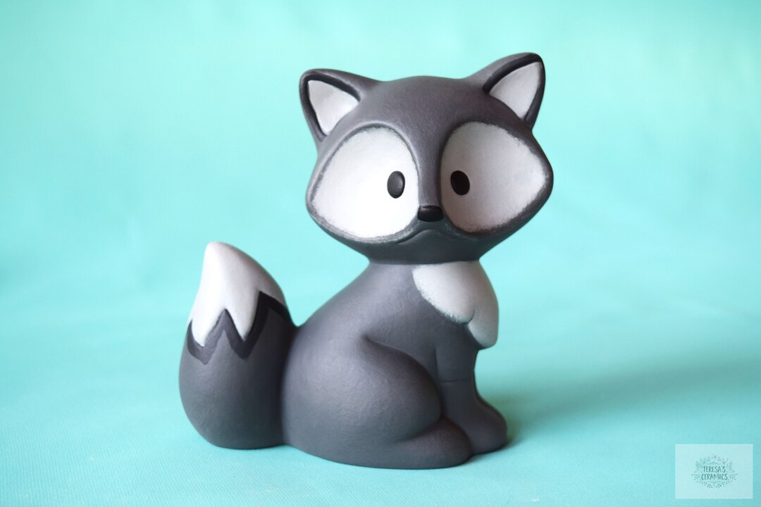Ceramic Gray Fox | Woodland Style - Etsy