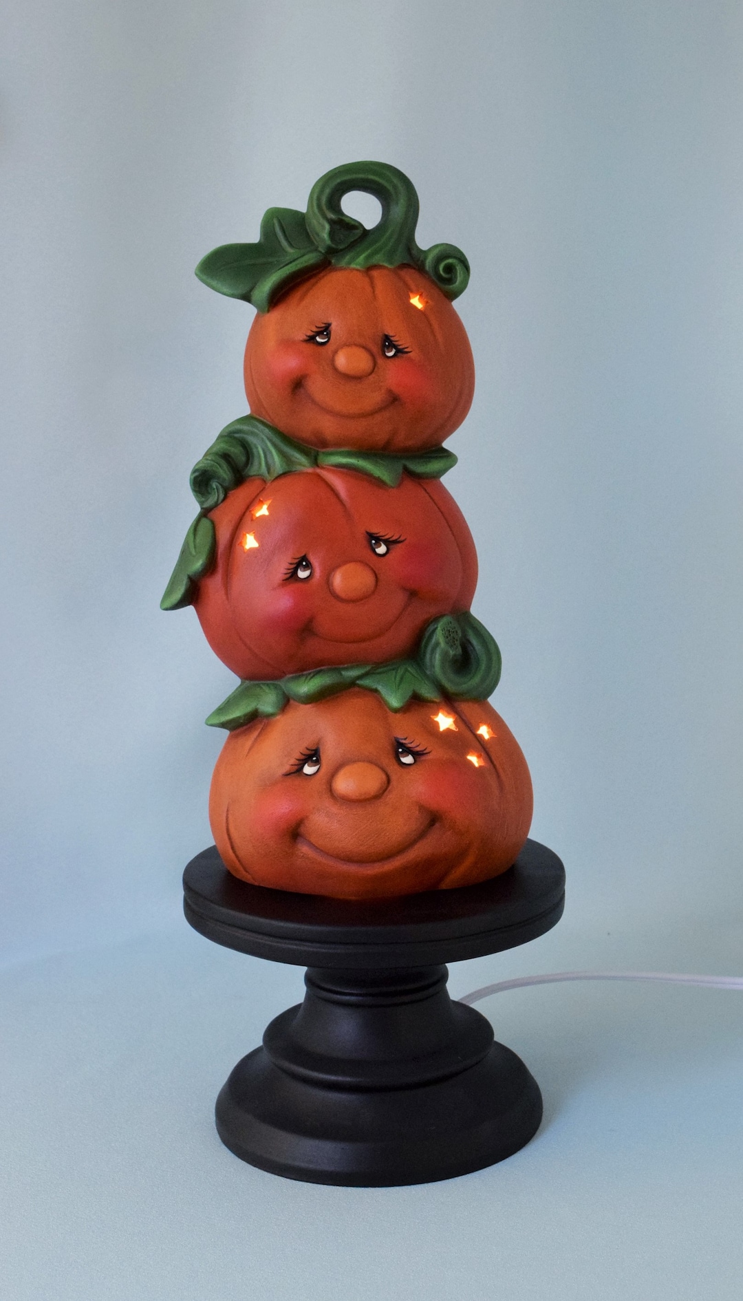 Illuminated Ceramic Pumpkin Stack: Charming Halloween & Fall Decor ...