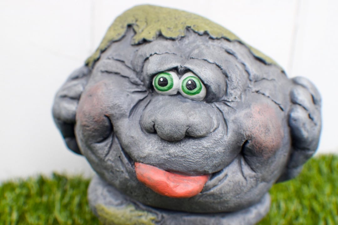 Hear No Evil Rock Face - Funny Face Garden Stone Decor - Yard Art With ...