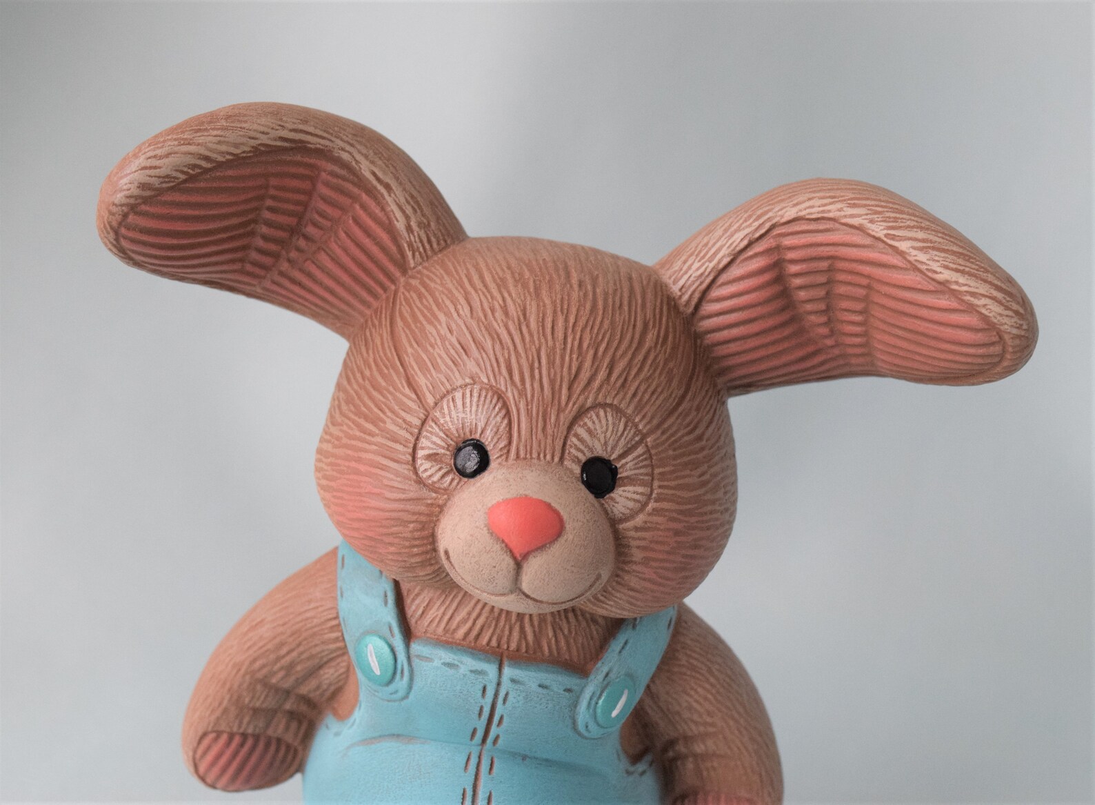 Ceramic Bunny Wearing Blue Bib Overalls Easter Bunny | Etsy