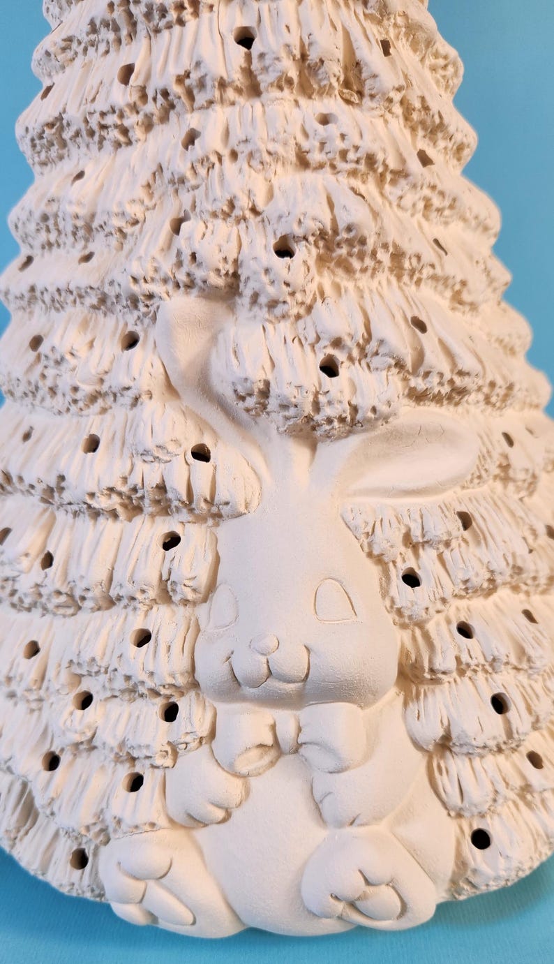 Large Illuminated Easter Bunny Ceramic Tree With Basket Base ...