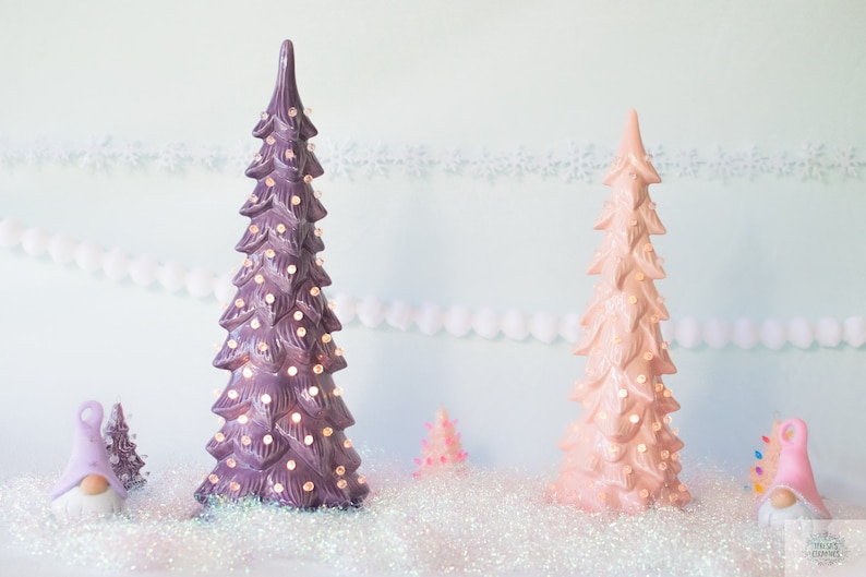 Modern Ceramic Christmas Tree Wispy Pine Style pink & - Etsy