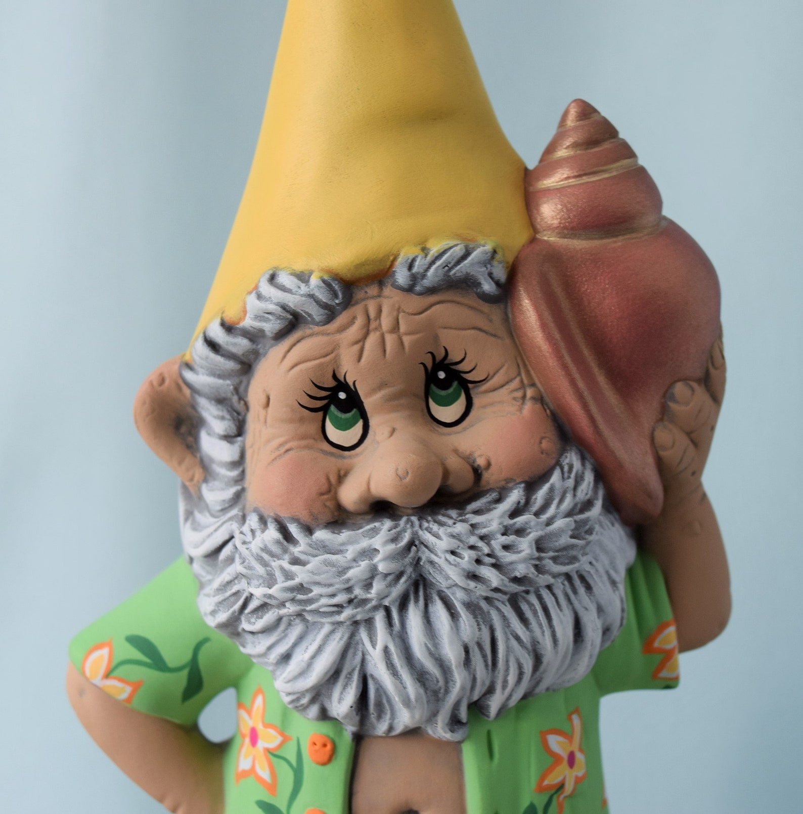 Gnome Statue Gnome Holding a Seashell Beach Gnome | Etsy