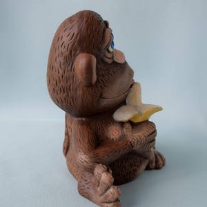 Ceramic Monkey Figurine Nursery Decor Ape Chimpanzee Jungle Baby Shower ...
