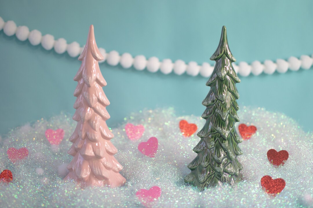 Valentine Winter Tree | Snowy Wispy Pine | Pretty Pink Pine - Etsy