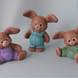 Ceramic Bunny Wearing Purple Bib Overalls - Easter Bunny - Etsy