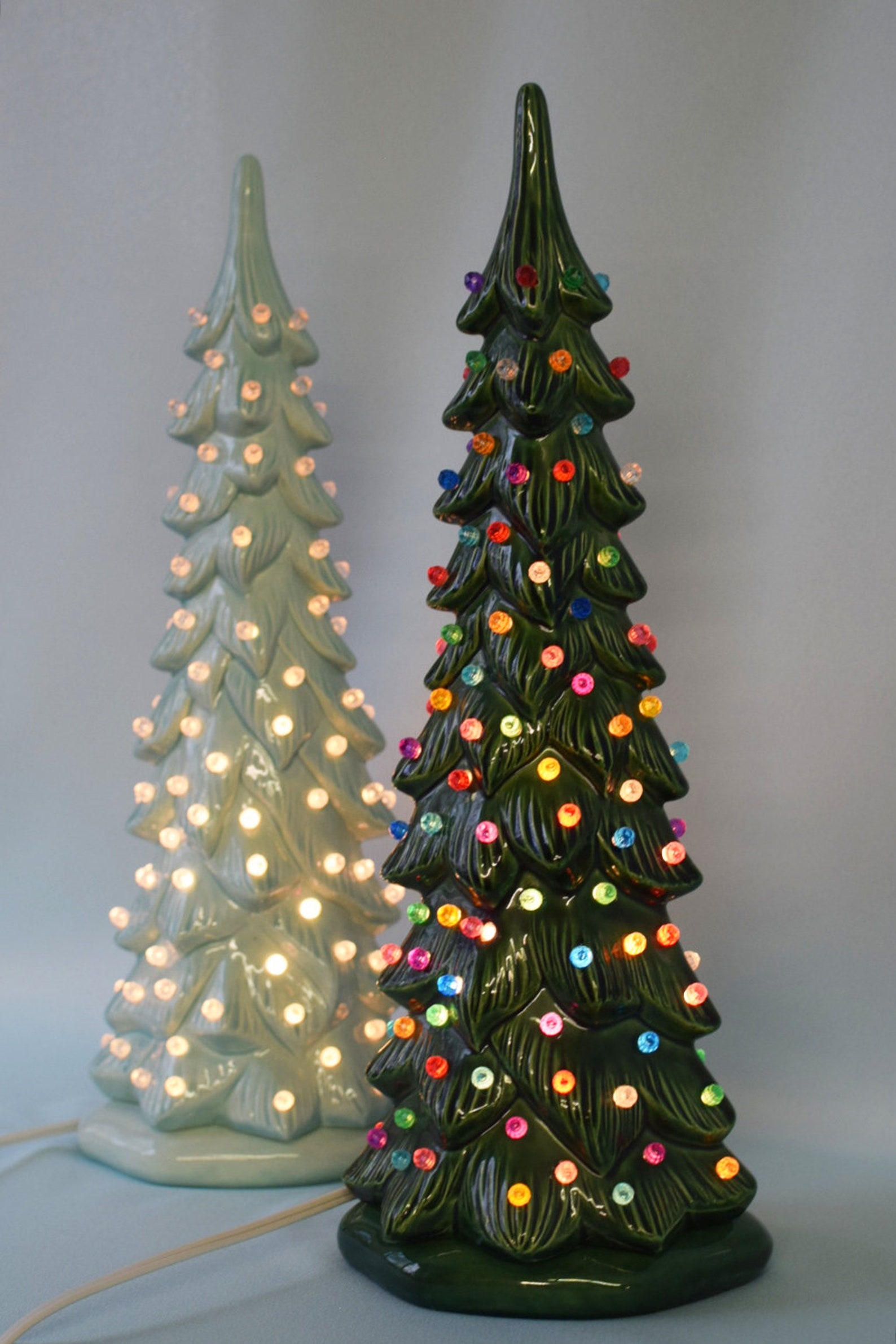 Multicolored Christmas Tree Wispy Pine Style Ceramic Light - Etsy