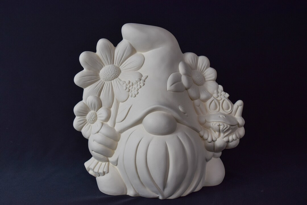 DIY Ceramic Frog Gnome With Flower | Unpainted Spring Summer Gonk ...