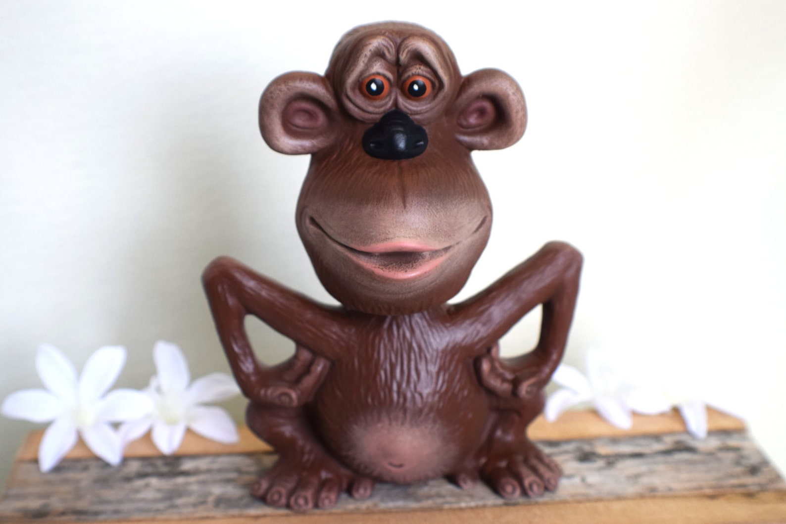 Monkey Bobble Head Ceramic Hand Painted Art Fine Art - Etsy