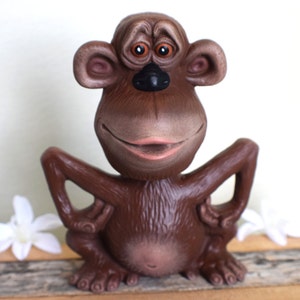 Monkey - Bobble Head - Ceramic - Hand Painted Art - Fine Art Ceramics ...