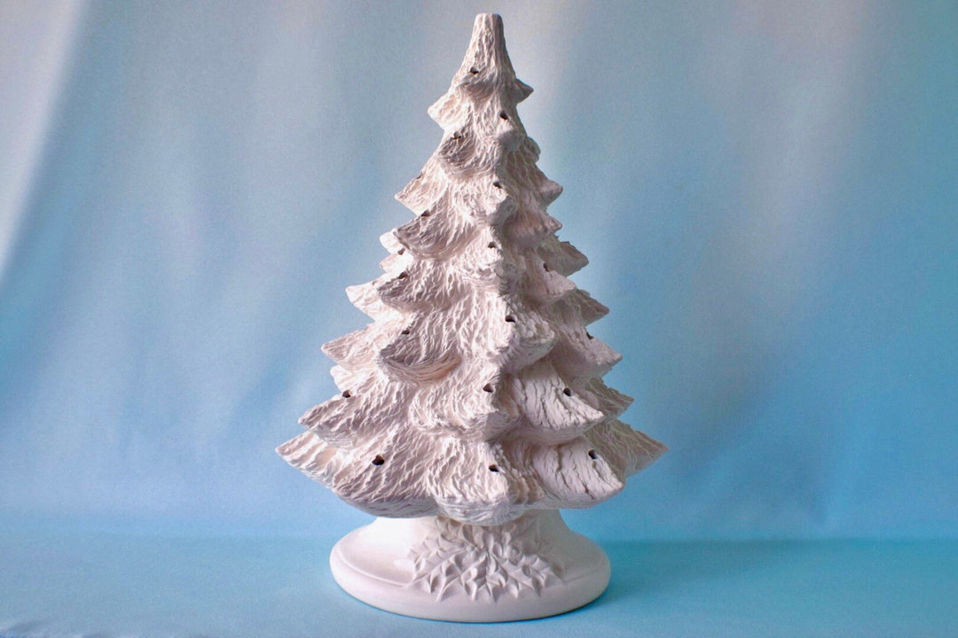 Vintage Style Lighted Christmas Tree - 16 Inch - Bisque Christmas Tree ...