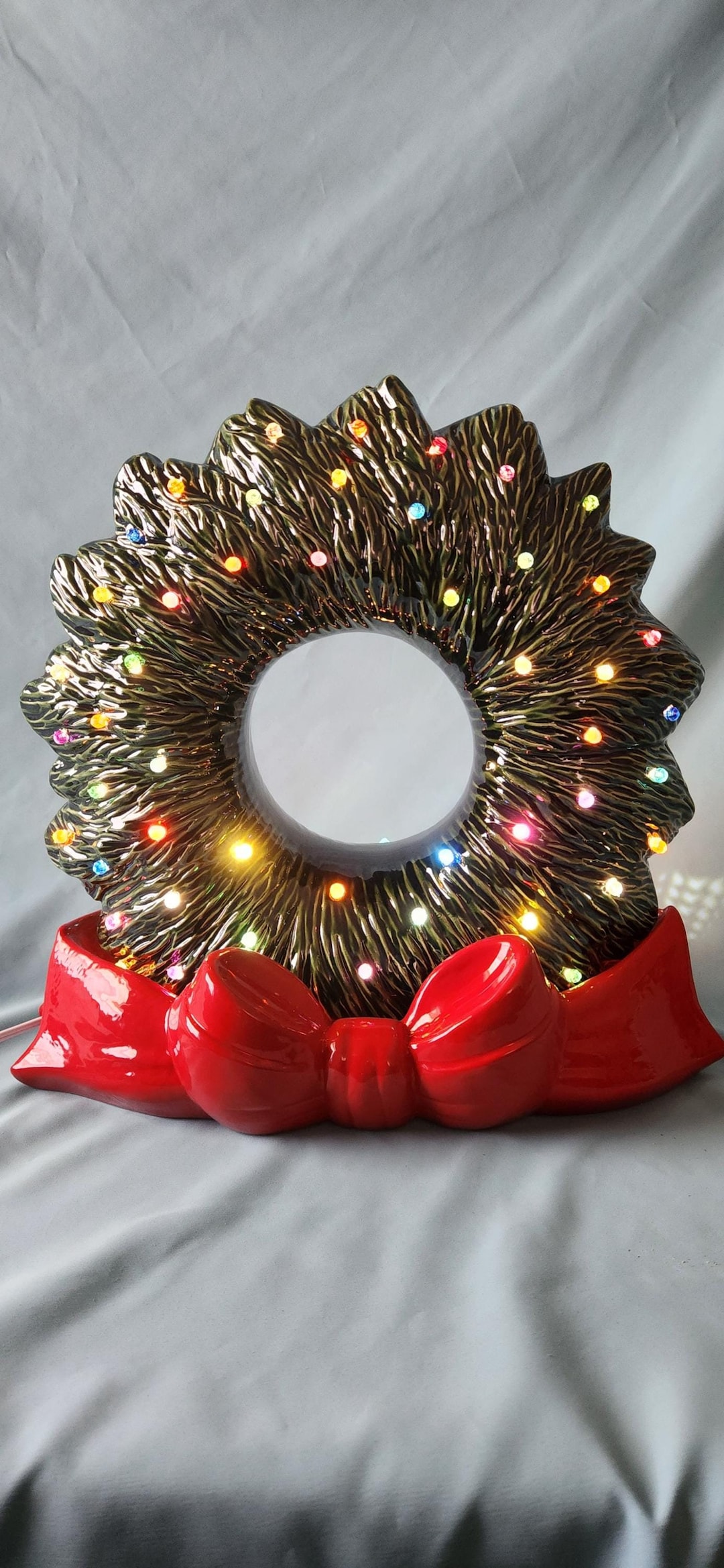 Light up Ceramic Christmas Tree Wreath - Etsy