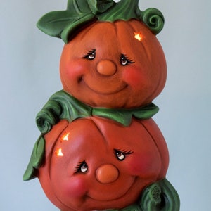 Illuminated Ceramic Pumpkin Stack: Charming Halloween & Fall Decor, Glowing Jack-o'-lantern ...