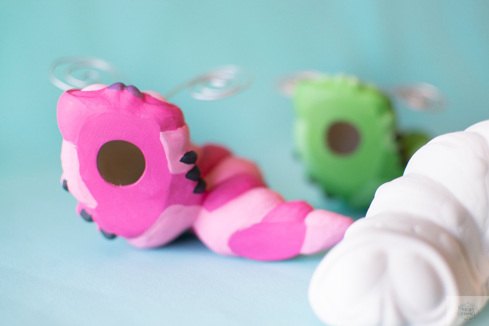 Bisque Ceramic Wormy DIY Garden Worm Copper and Silver Patio Decor ...