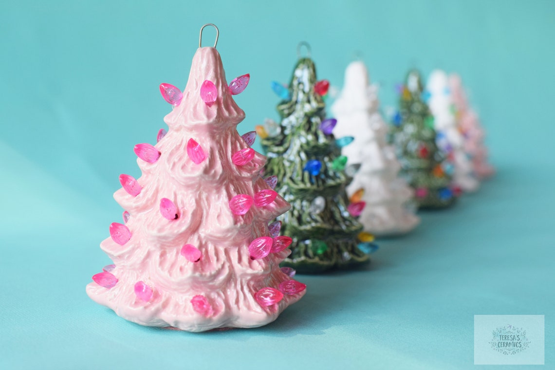 Mini Pink Ceramic Christmas Tree Ornament Tiny Pink Ceramic | Etsy