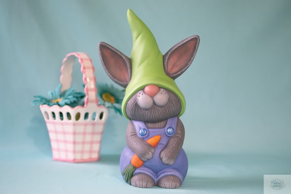 Peter Bunny Gnome Garden Rabbit Gnome Bunny With Gnome Hat - Etsy
