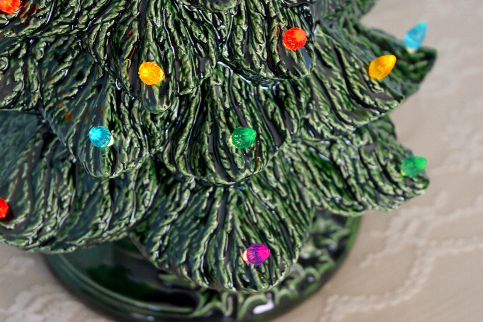 Vintage Style Lighted Christmas Tree - 16 Inch - Bisque Christmas Tree ...