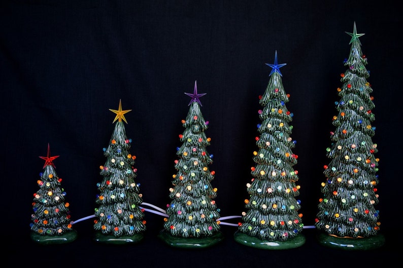 Ceramic Christmas Tree - 10.5 Inches Tall Slim Tree - Xmas Centerpiece ...
