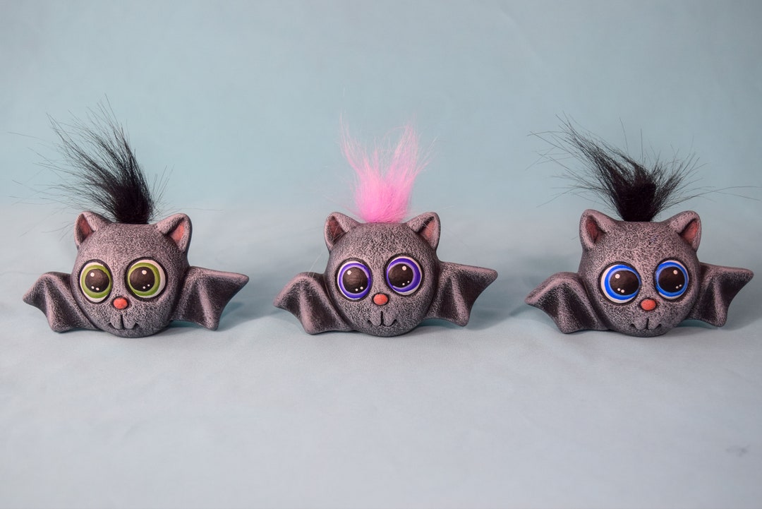 Set of 3 Cute Little Fuzzy Halloween Bats | Clay Magic | Fall and ...