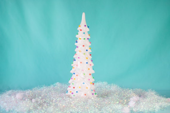 Ceramic Christmas Tree Wispy Pine Style White Glaze With - Etsy