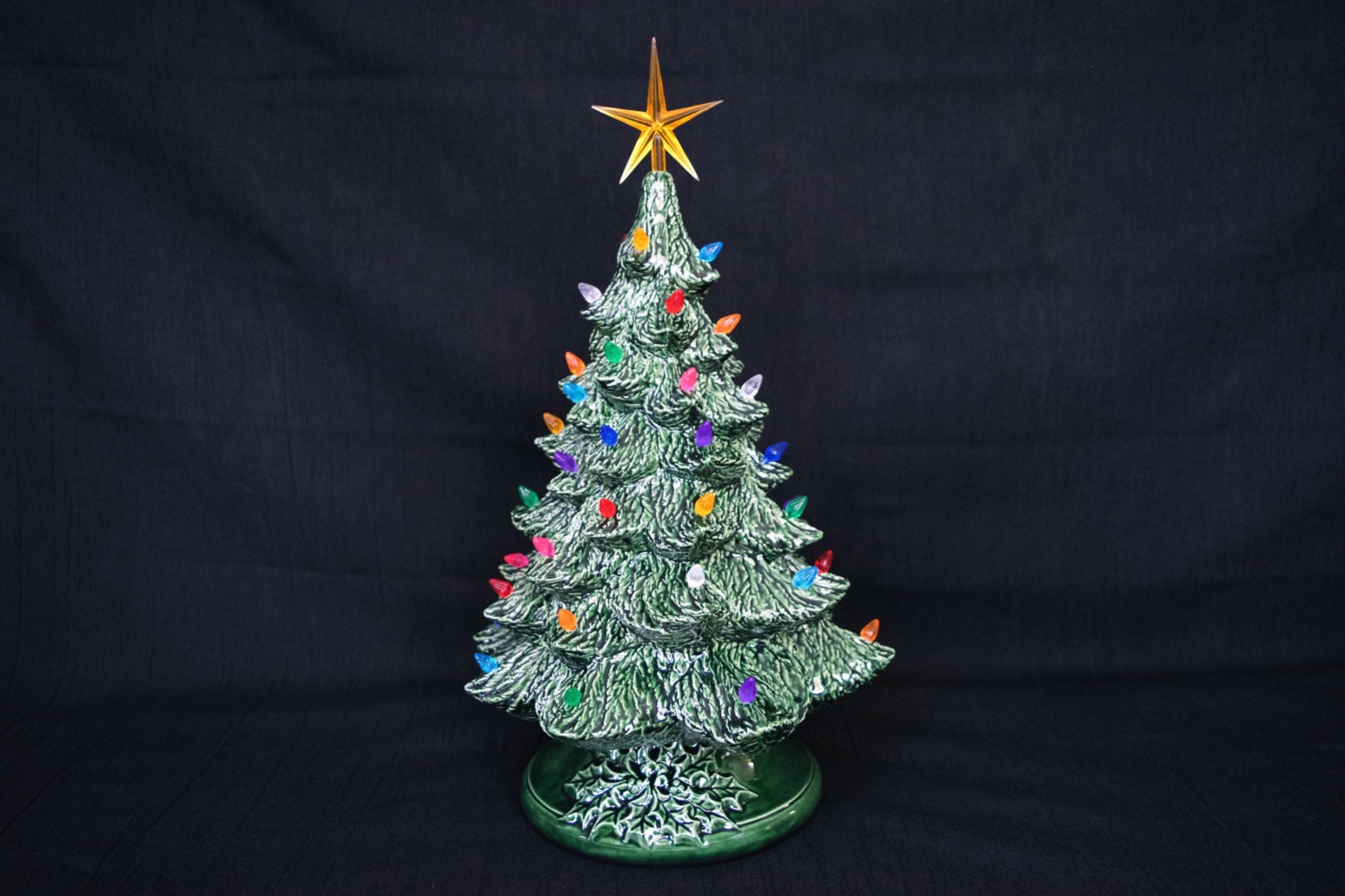 16-inch Vintage Ceramic Christmas Tree With Lights and Music Box ...