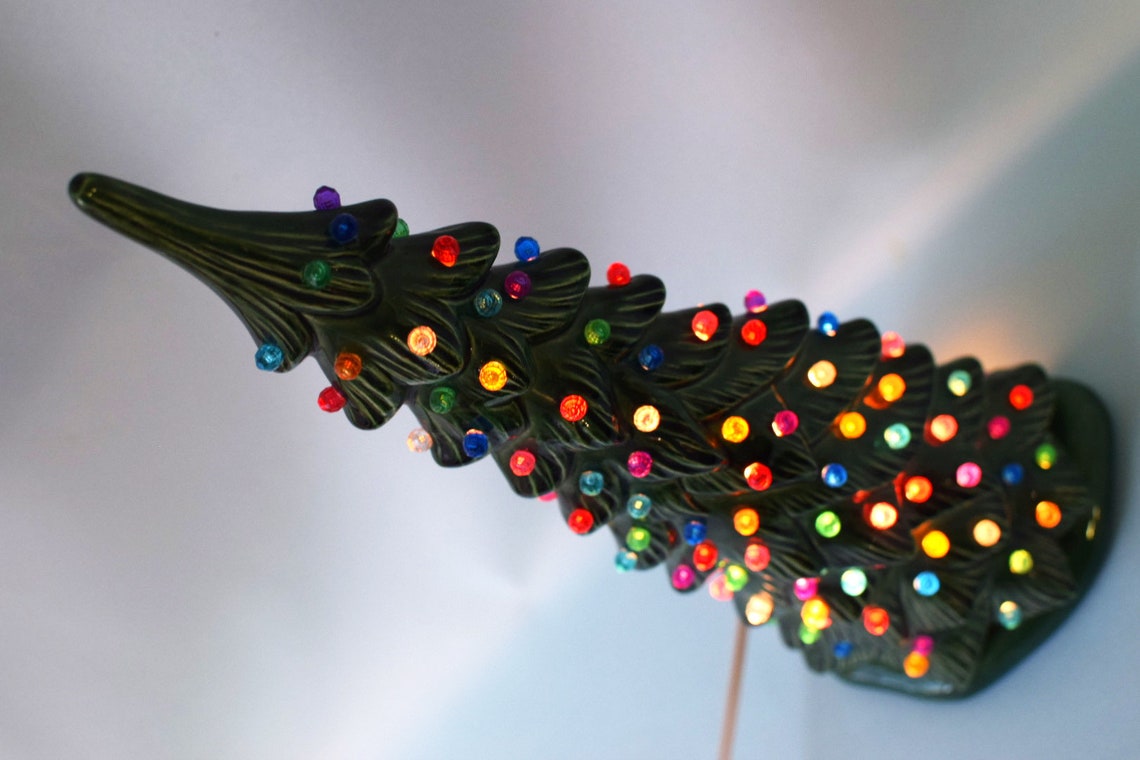 Multicolored Christmas Tree Wispy Pine Style Ceramic Light | Etsy