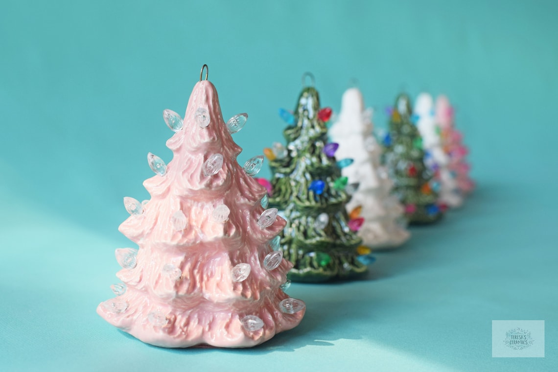 Mini Light Pink Ceramic Christmas Tree Ornament | Tiny Pink Ceramic ...