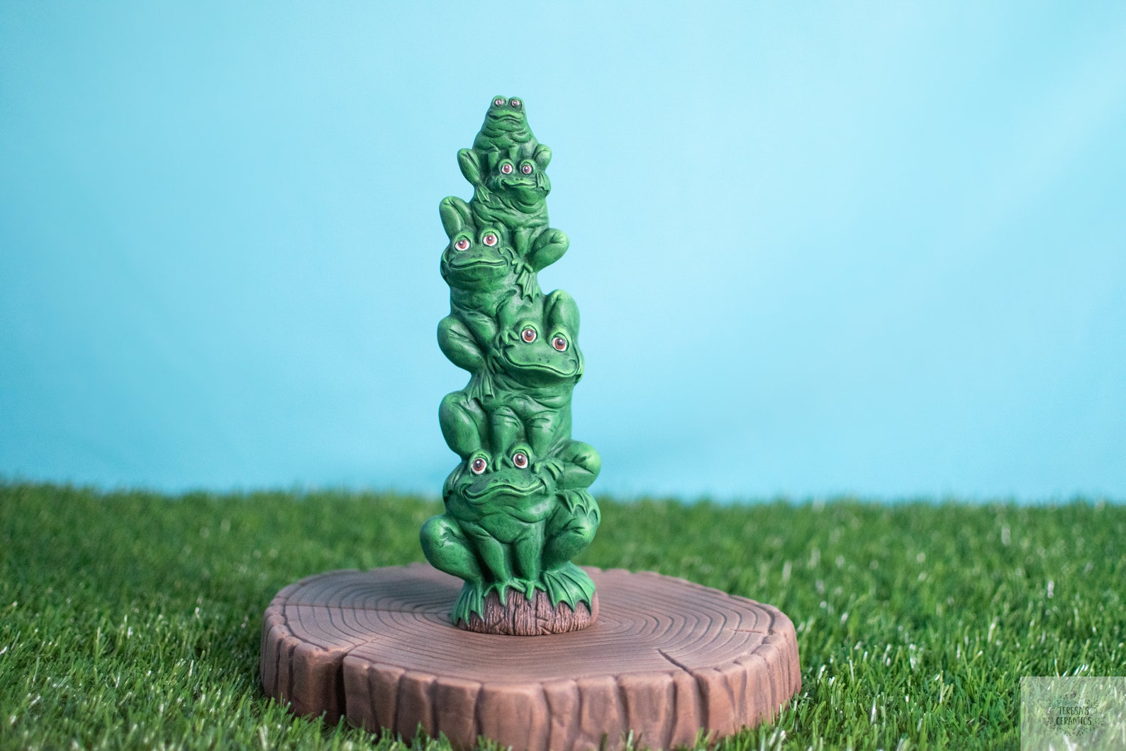 Frog Statue Stack Frog Family Statue Garden Frog Art - Etsy