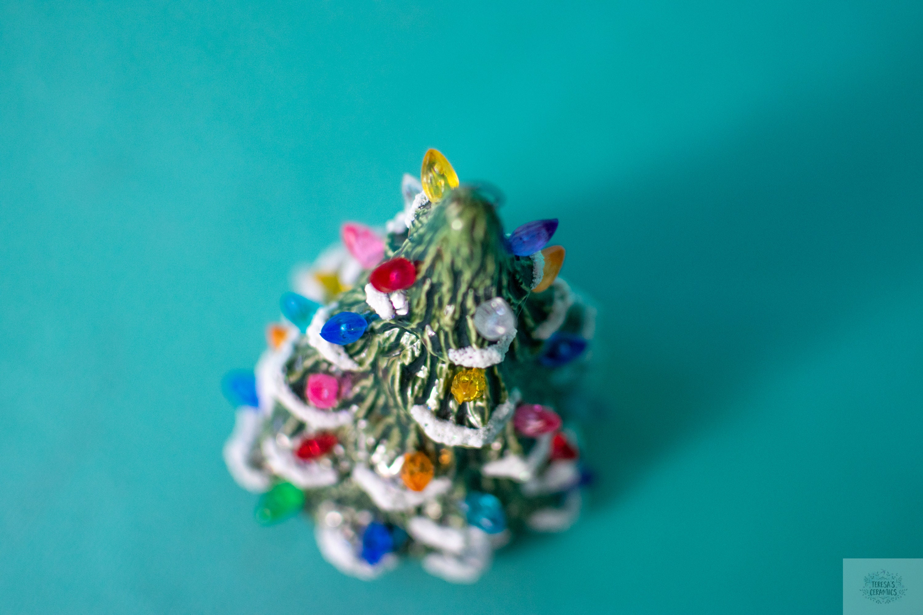 Mini Ceramic Christmas Tree Ornament Snowy Pine Evergreen | Etsy