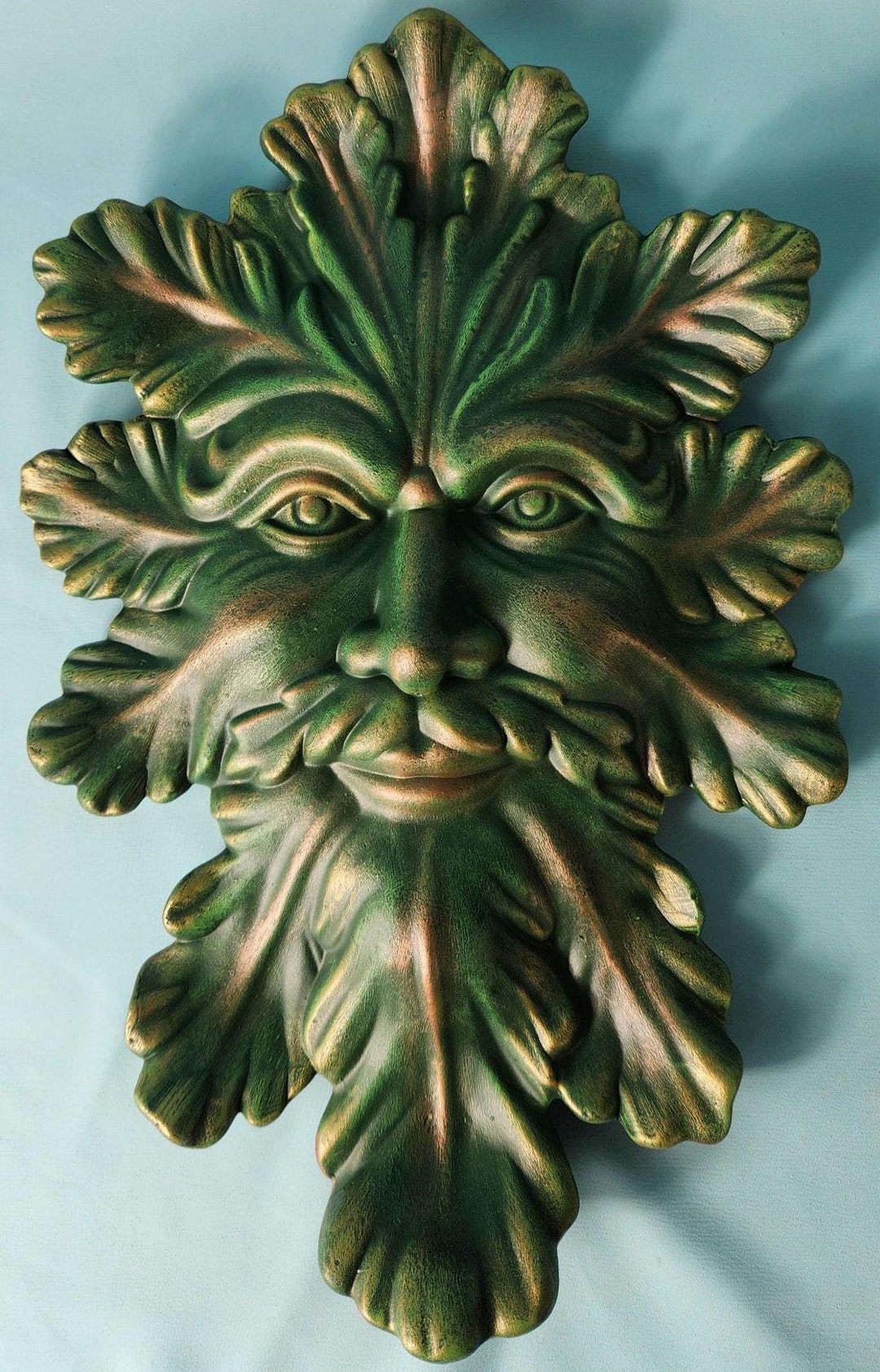 Leafman Greenman Nature Plaque: Handmade Copper & Gold Garden Wall Art ...