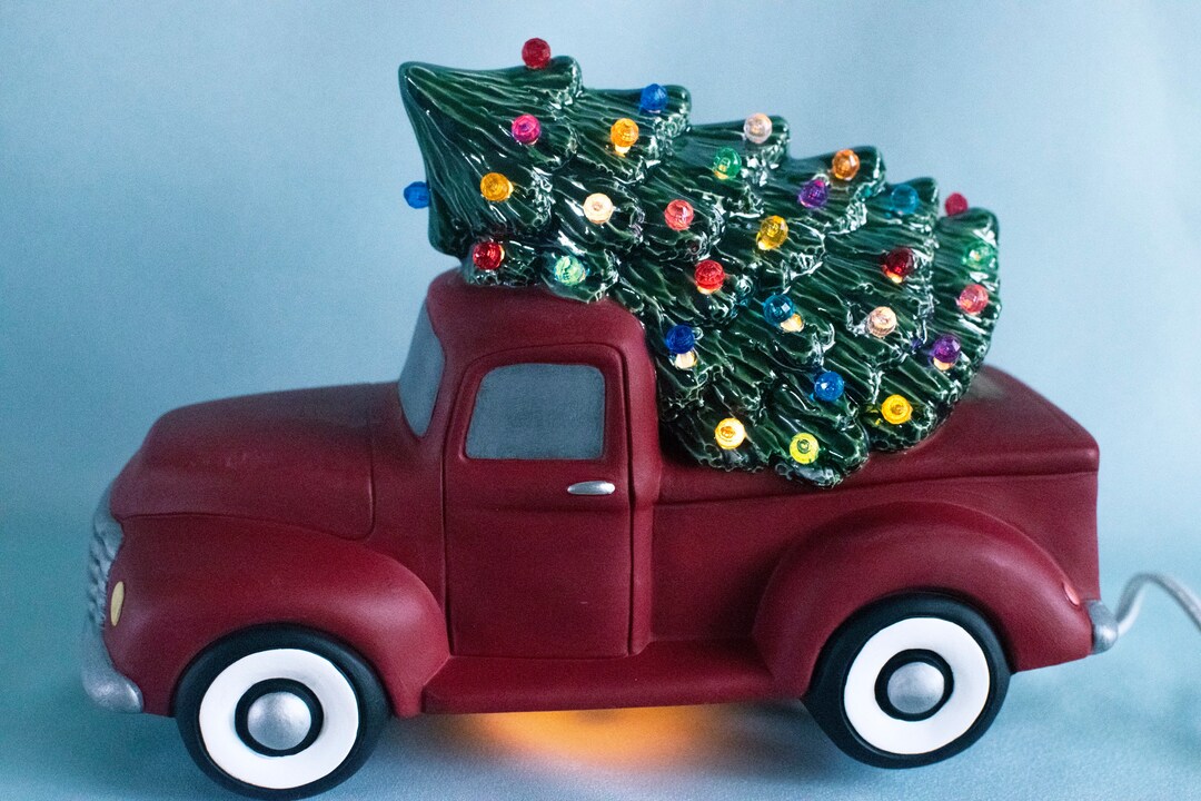 Christmas Tree Truck | Ceramic Light With Glazed Tree - Etsy
