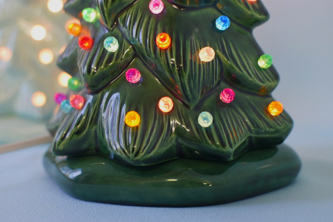 Multicolored Christmas Tree Wispy Pine Style Ceramic Light | Etsy