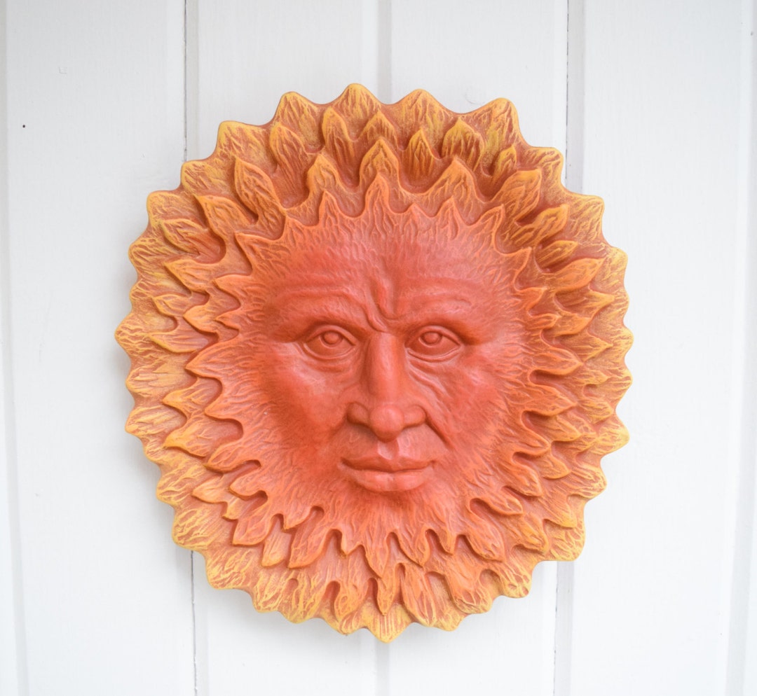 Sun Face Plaque Yard Art Wall Hanging Leo Aries Sagittarius Sun Plaque Outdoor Wall Decor Fire ...