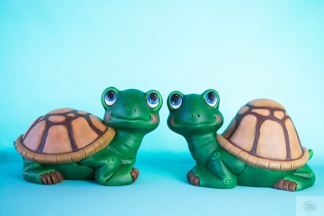 Ceramic Garden Turtle Statues: Large Tortoise Yard Art for Outdoor ...