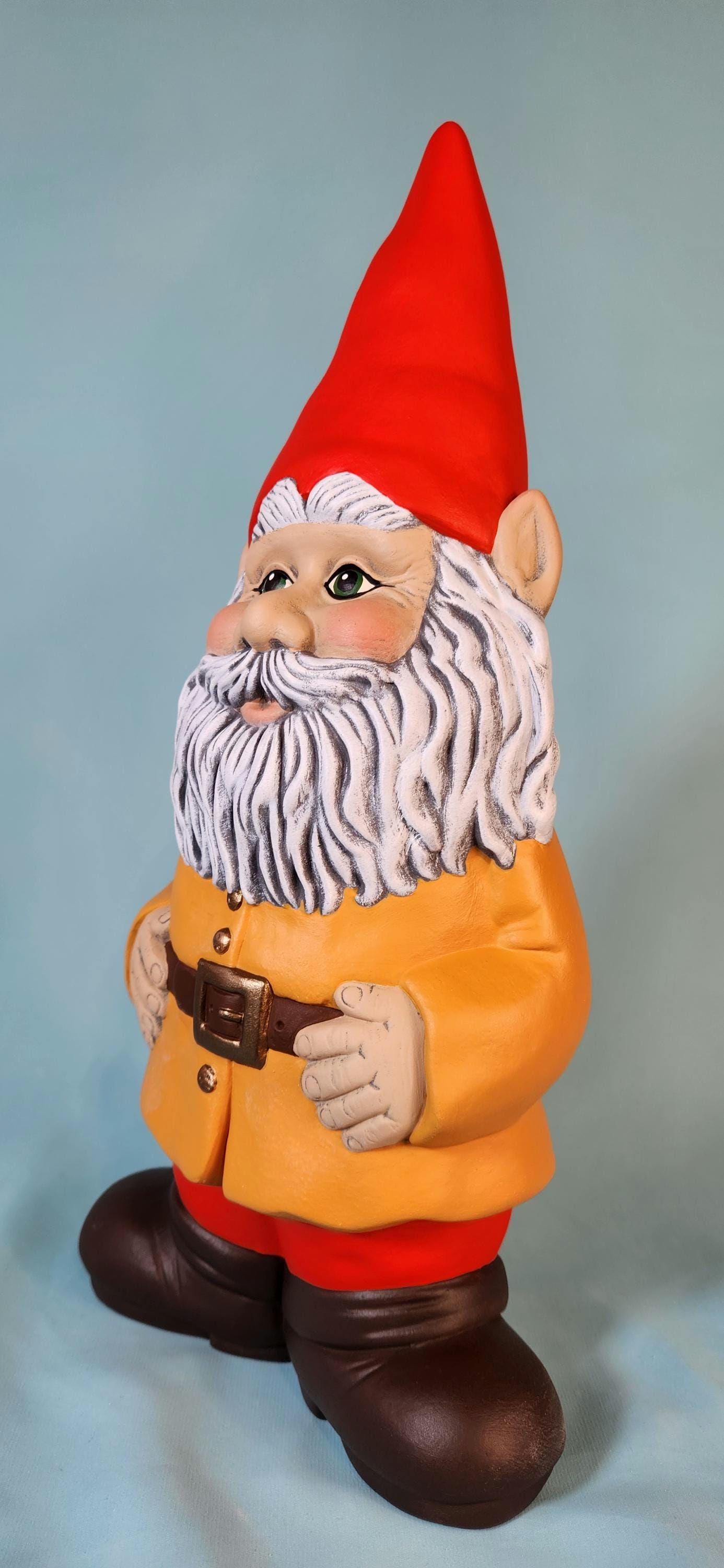 Garden Gnome Outdoor Statue - Yard Art Garden Decor - Ceramic Gnome ...