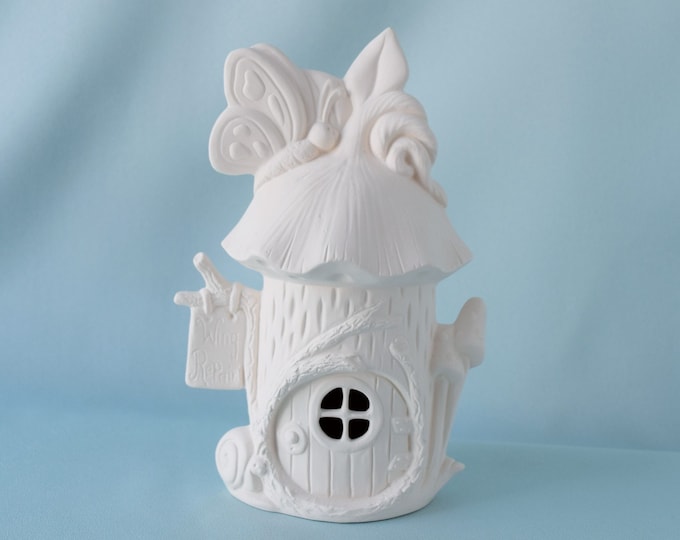 Fairy House in Ready to Paint Ceramic Bisque, Fairy Garden, Ceramic ...