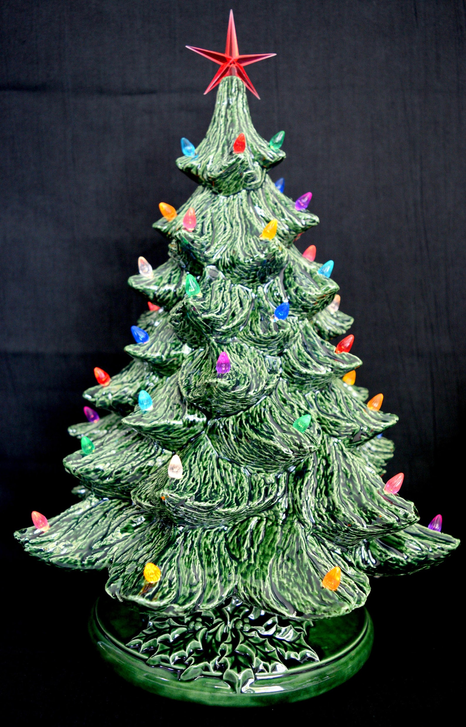Vintage Style Lighted Christmas Tree - 16 Inch - Bisque Christmas Tree ...