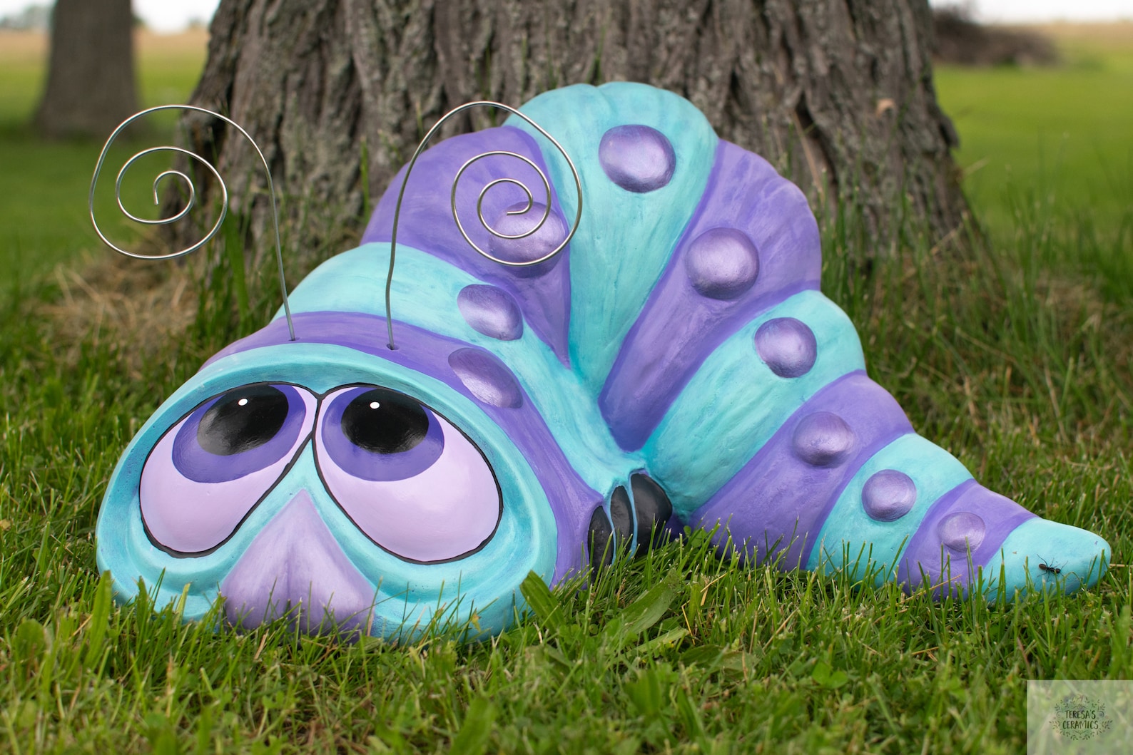 Whimsical Giant Ceramic Garden Worm Statue - Unique Patio Sculpture for ...