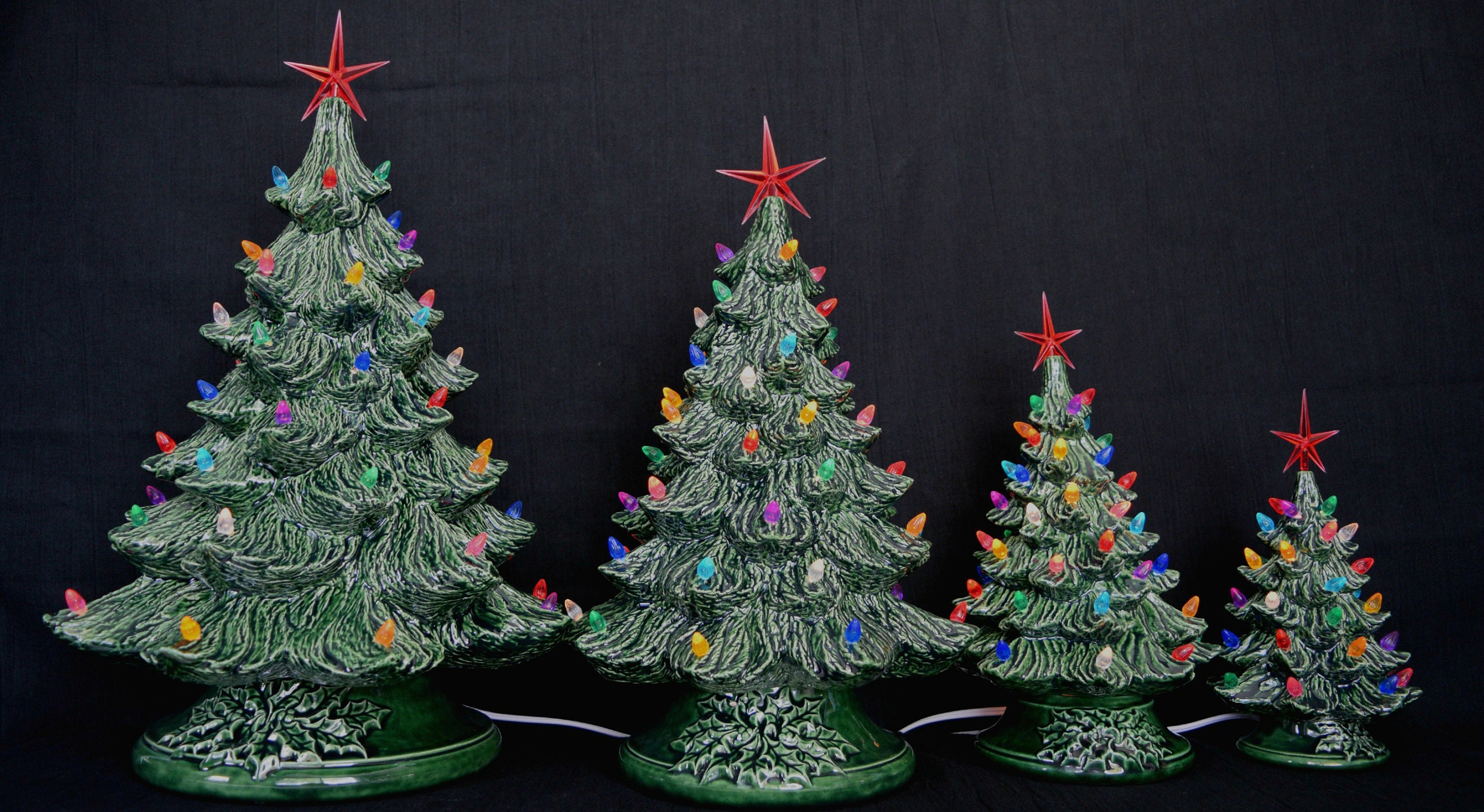 Vintage Style Lighted Christmas Tree - XL Size 18 Inch - Bisque - Ready ...