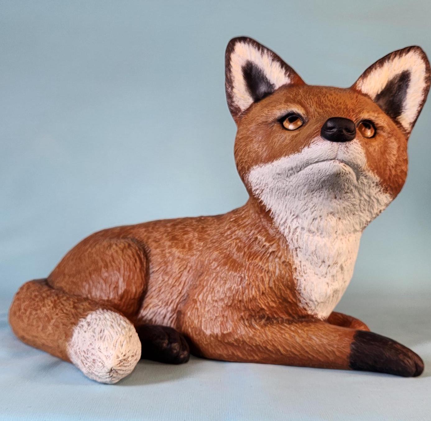 Realistic Red Fox Pair Sculpture: Handmade Woodland Animal Figurines ...
