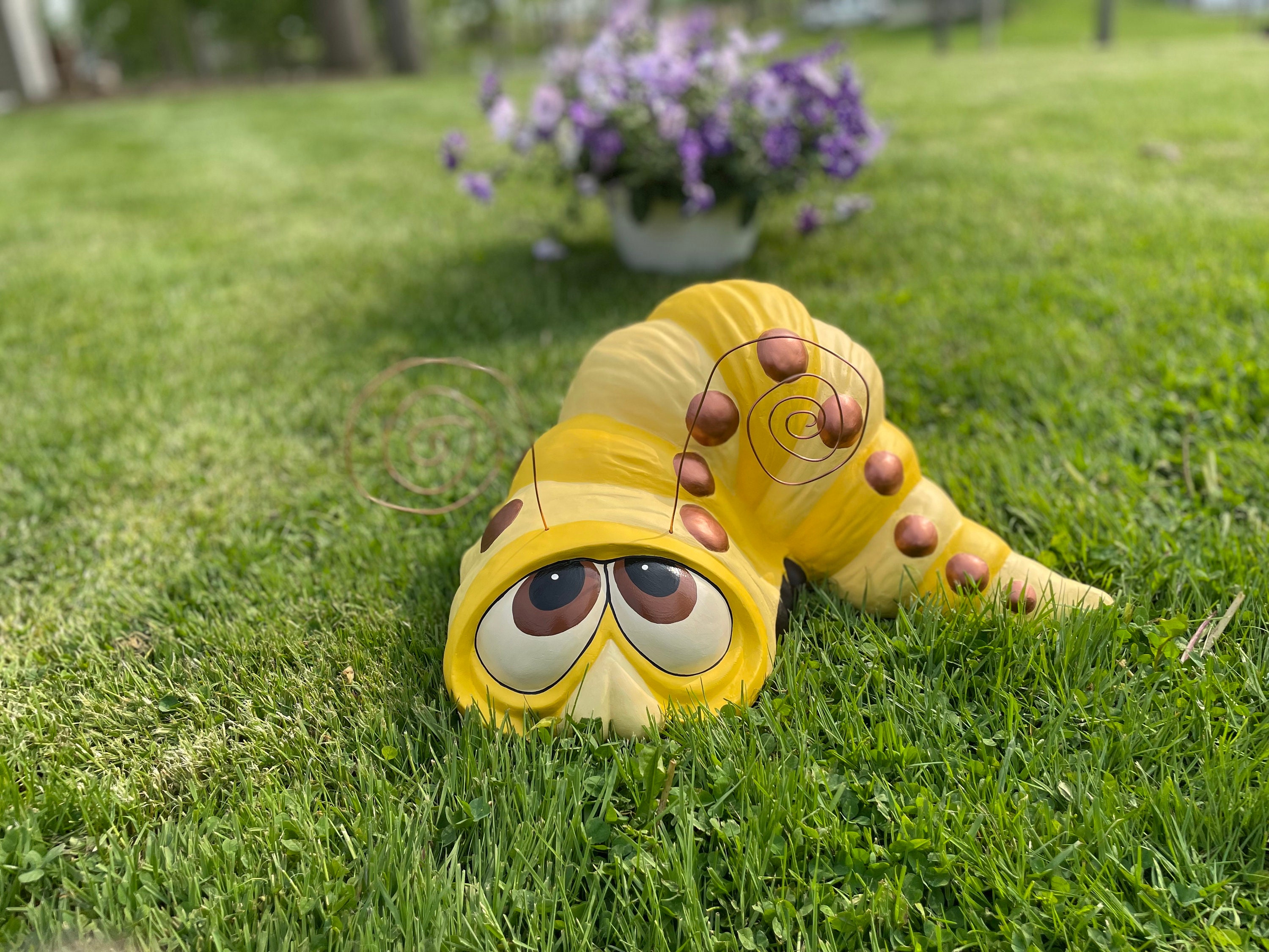Whimsical Giant Ceramic Garden Worm Statue - Unique Patio Sculpture for ...